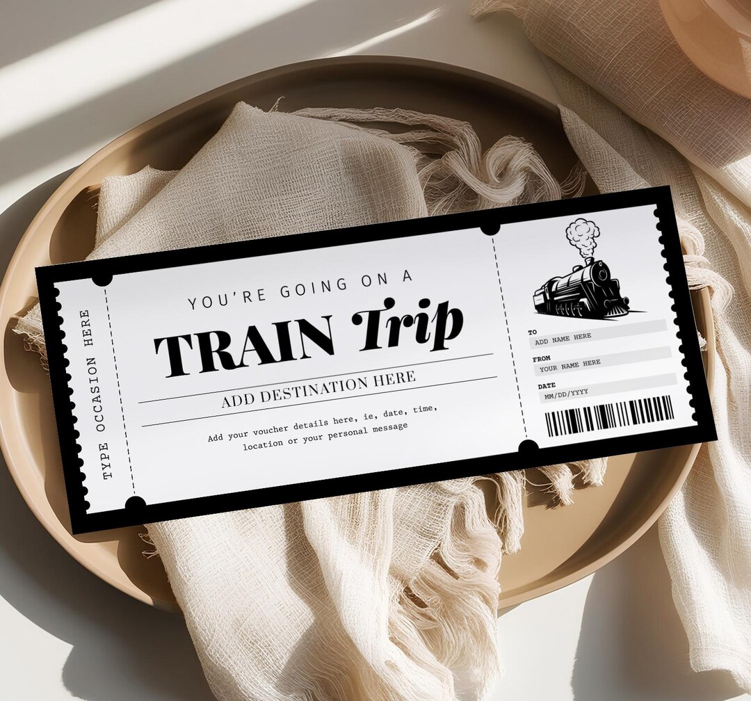 Train Trip Ticket Template EDITABLE, Surprise Train Trip Gift ...