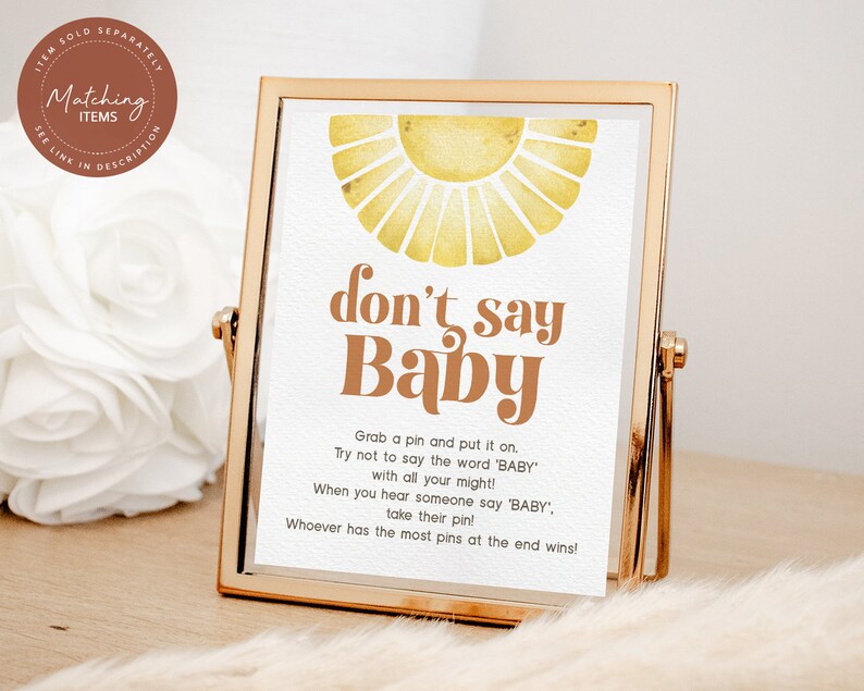 Sunshine Pacifier Hunt Sign Retro Sun Baby Shower Game - Etsy