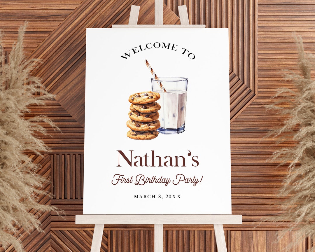 Milk and Cookies Birthday Welcome Sign EDITABLE Milk and - Etsy