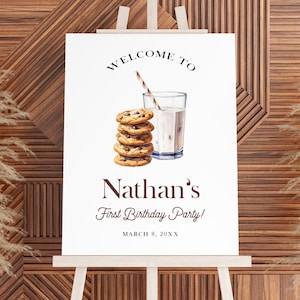 Milk and Cookies Birthday Welcome Sign EDITABLE Milk and - Etsy