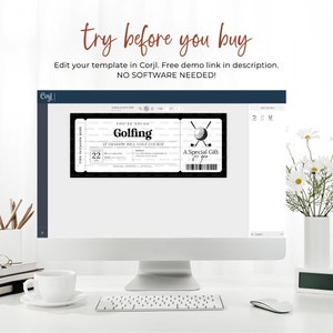 Golfing Coupon EDITABLE, Golfing Voucher Printable, Golf Ticket ...