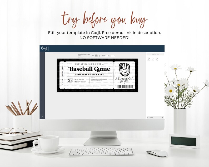 Baseball Game Ticket EDITABLE Surprise Baseball Gift - Etsy