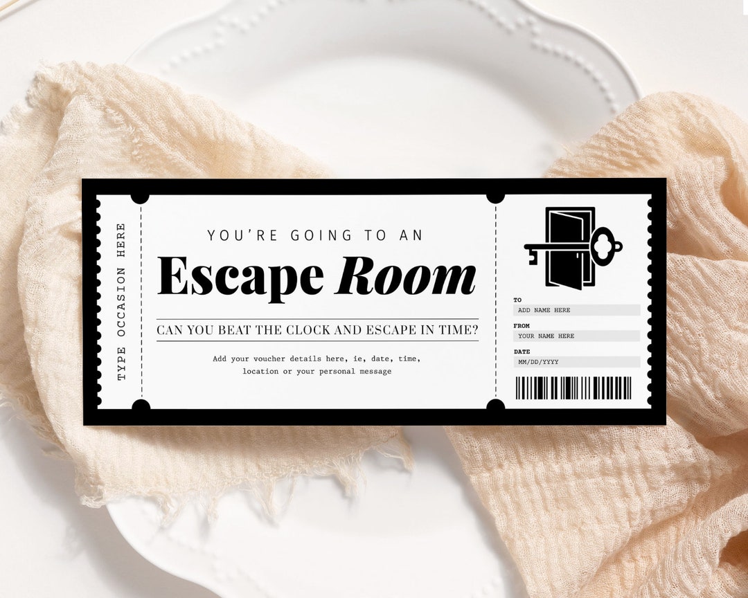 Escape Room Voucher EDITABLE, Escape Room Ticket Printable, Game Room ...