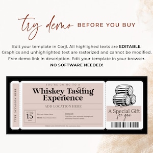 Whiskey Tasting Gift Certificate EDITABLE, Whiskey Tour Gift Voucher ...