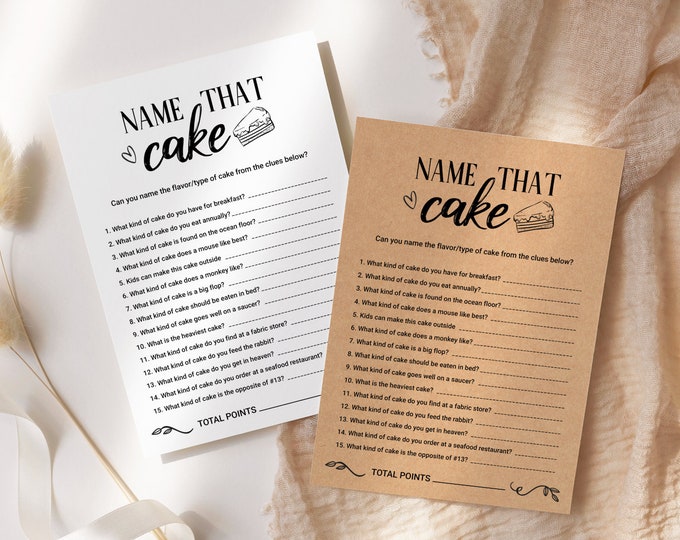 Name That Cake Printable Game With Answer Key - Etsy