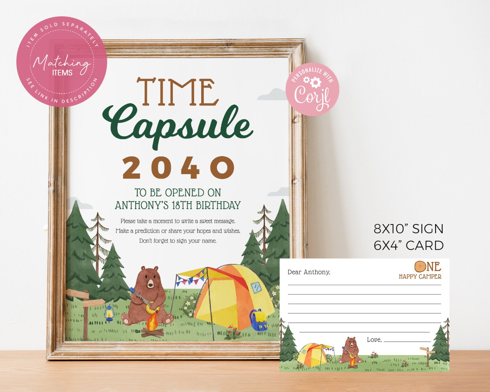 One Happy Camper Water Bottle Labels Editable First Birthday - Etsy