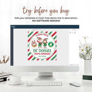 Elf Donuts Gift Tag EDITABLE, North Pole Elf Donuts Stickers, Christmas ...