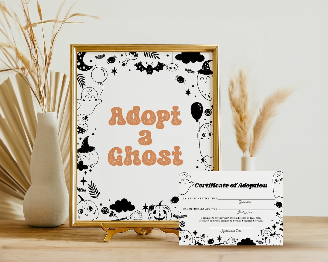 Adopt a Ghost Sign and Certificate, Printable Halloween Ghost Party ...