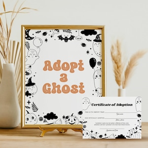 Adopt a Ghost Sign and Certificate, Printable Halloween Ghost Party ...
