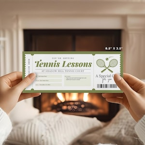 Tennis Lesson Certificate EDITABLE, Tennis Lesson Voucher Printable ...