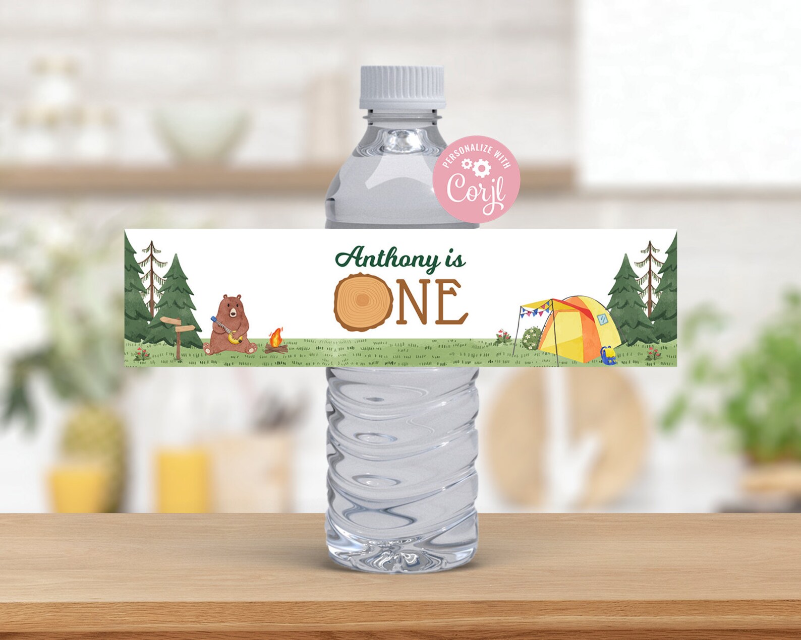 One Happy Camper Water Bottle Labels Editable First Birthday - Etsy