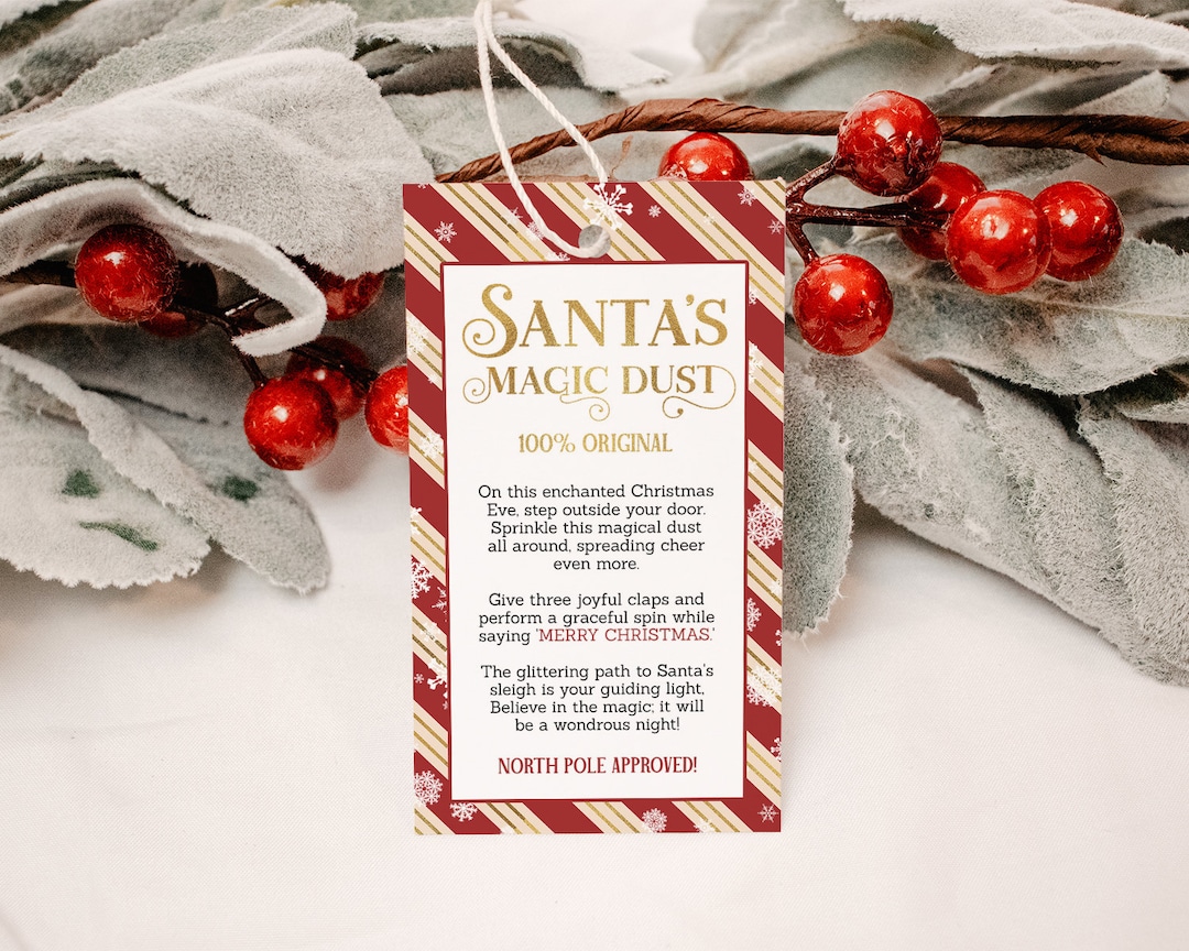 Santa's Magic Dust Christmas Tags EDITABLE, Magical Santa Dust Labels ...