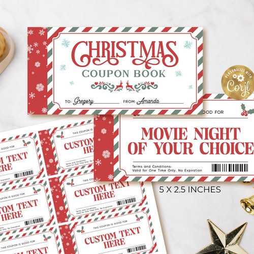 Christmas Coupon Book EDITABLE Printable Coupon Book - Etsy