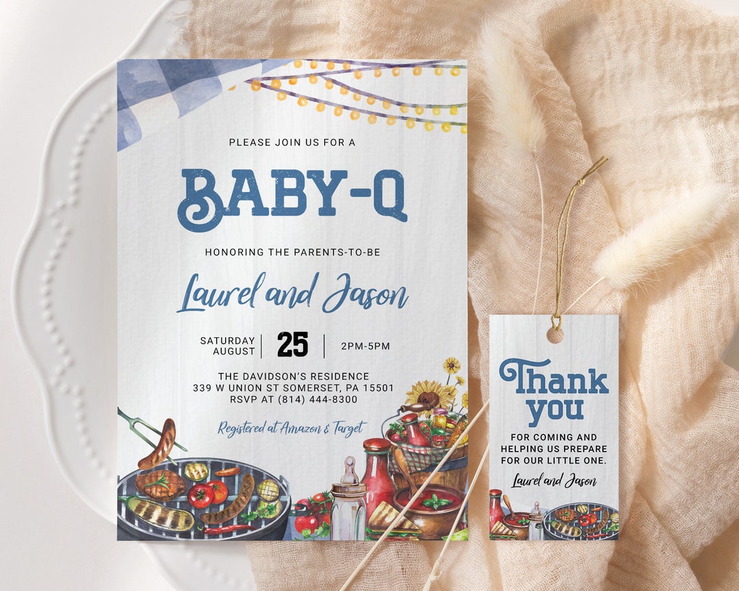 Blue Baby-q Shower Invitation EDITABLE, BBQ Baby Shower Invitation ...