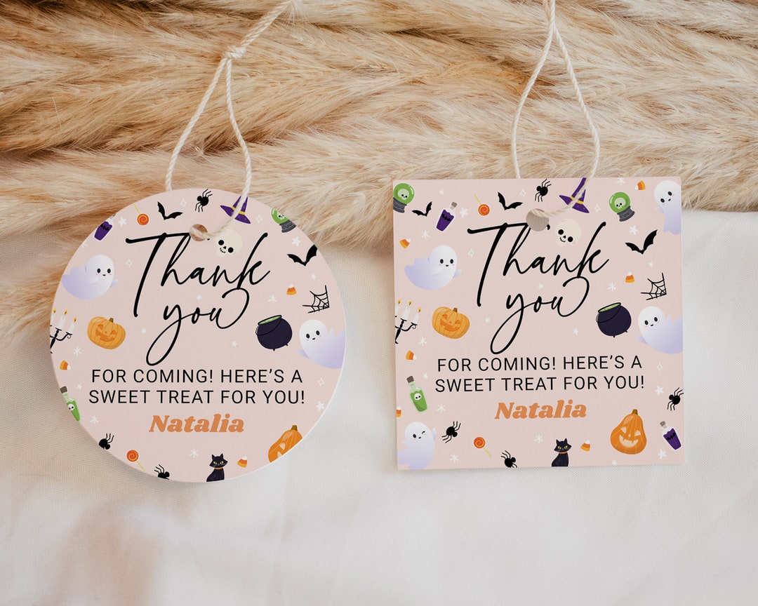 Halloween Favor Tags Editable, Hey Boo Thank You Stickers Printable ...