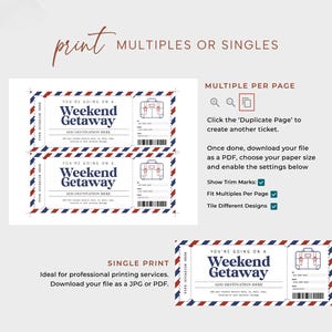 Weekend Getaway Voucher EDITABLE, Weekend Away Coupon Ticket, Surprise ...
