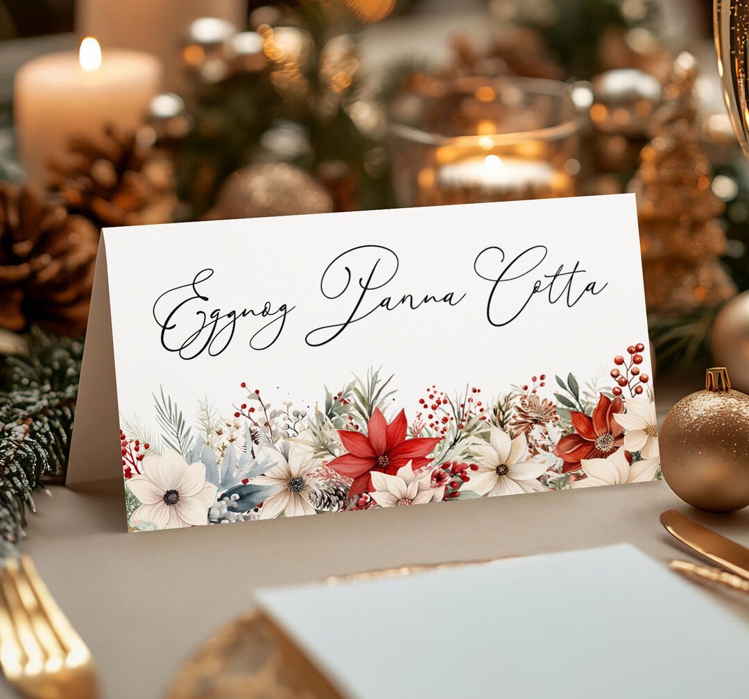 Christmas Tea Party Food Labels EDITABLE, High Tea Holiday Party Place ...