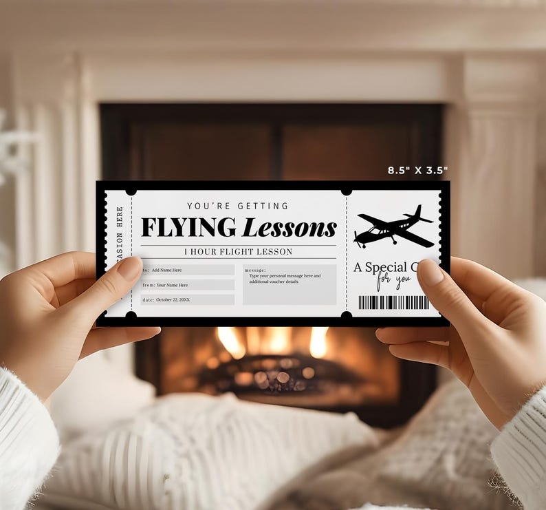 Flying Lessons Gift Certificate EDITABLE, Pilot Training Gift ...