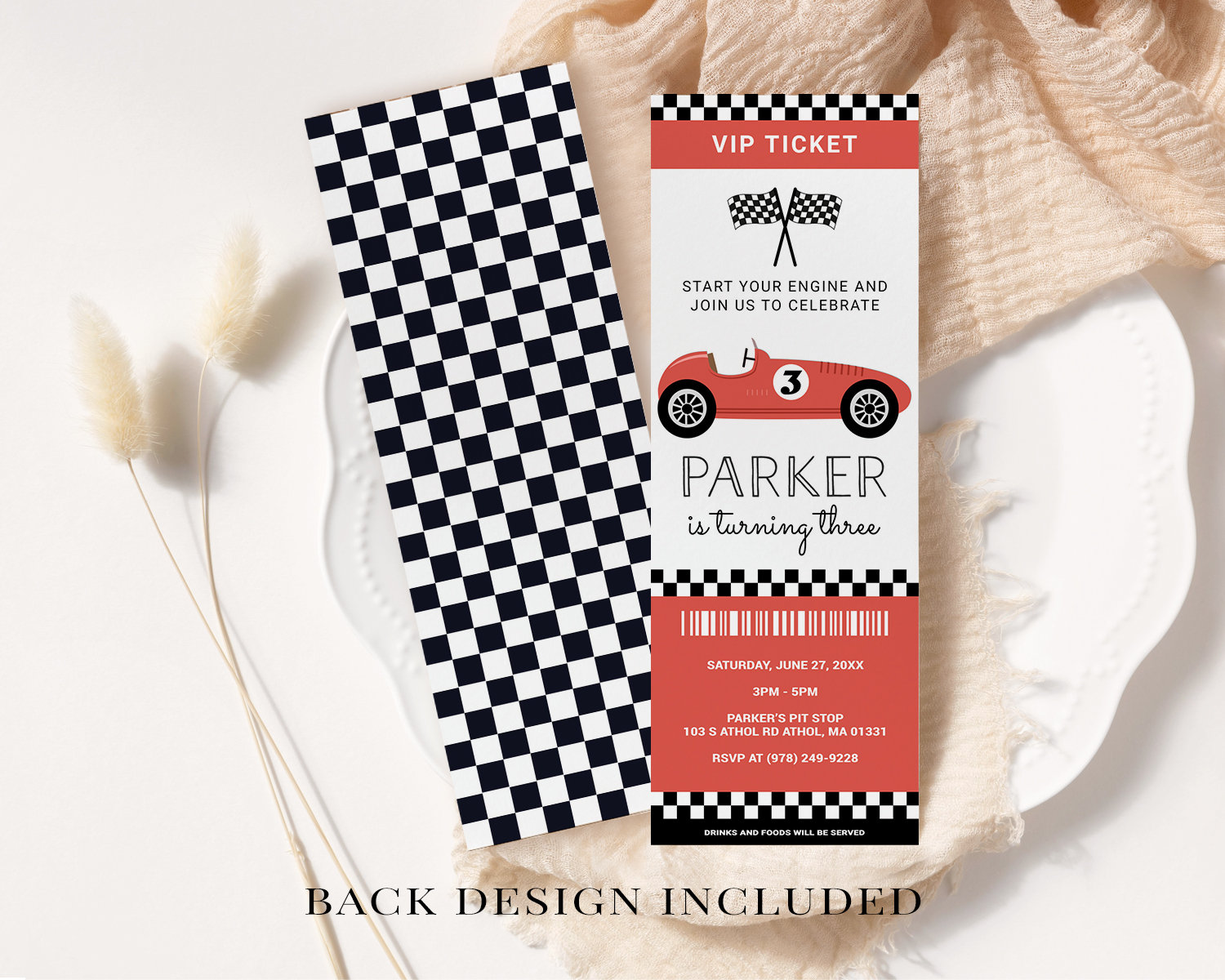 Race Car Birthday Ticket Invitation Editable Racing Birthday - Etsy