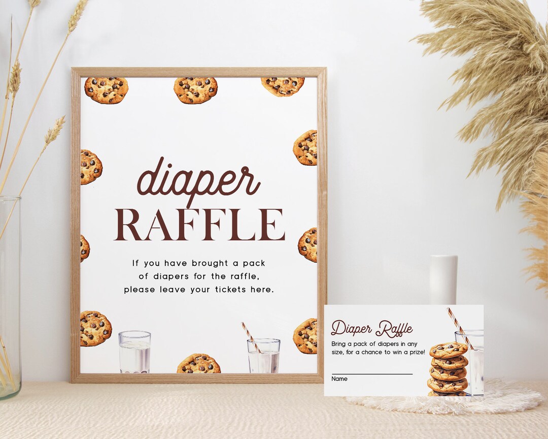 Diaper Raffle Milk and Cookies Game Sign, Cookie Theme Baby Shower ...