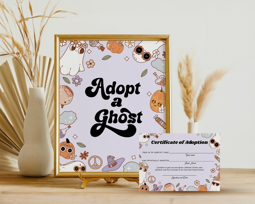 Adopt a Ghost Sign and Certificate, Printable Halloween Ghost Party ...