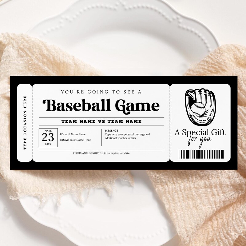 Baseball Ticket - Etsy
