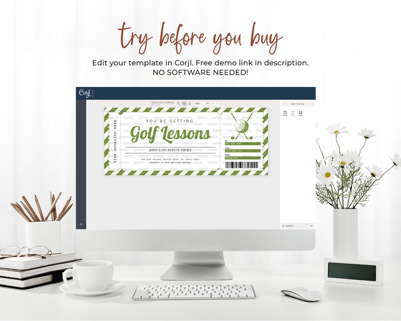 Golf Lesson Certificate EDITABLE Golfing Lesson Gift Voucher - Etsy