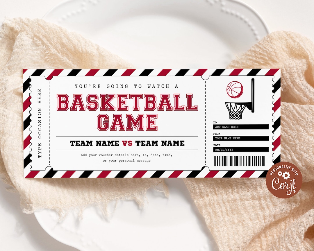Basketball Game Ticket EDITABLE, Surprise Basketball Gift Certificate ...