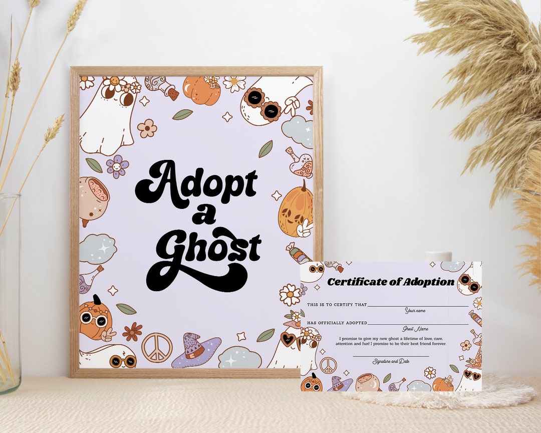 Adopt a Ghost Sign and Certificate Printable Halloween Ghost - Etsy