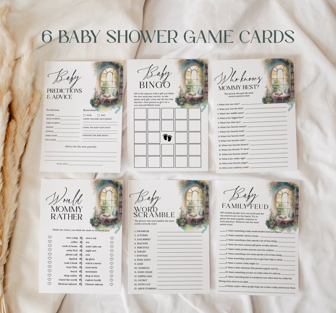 Storybook Baby Shower Games Bundle EDITABLE, 6 Book Themed Baby Shower ...