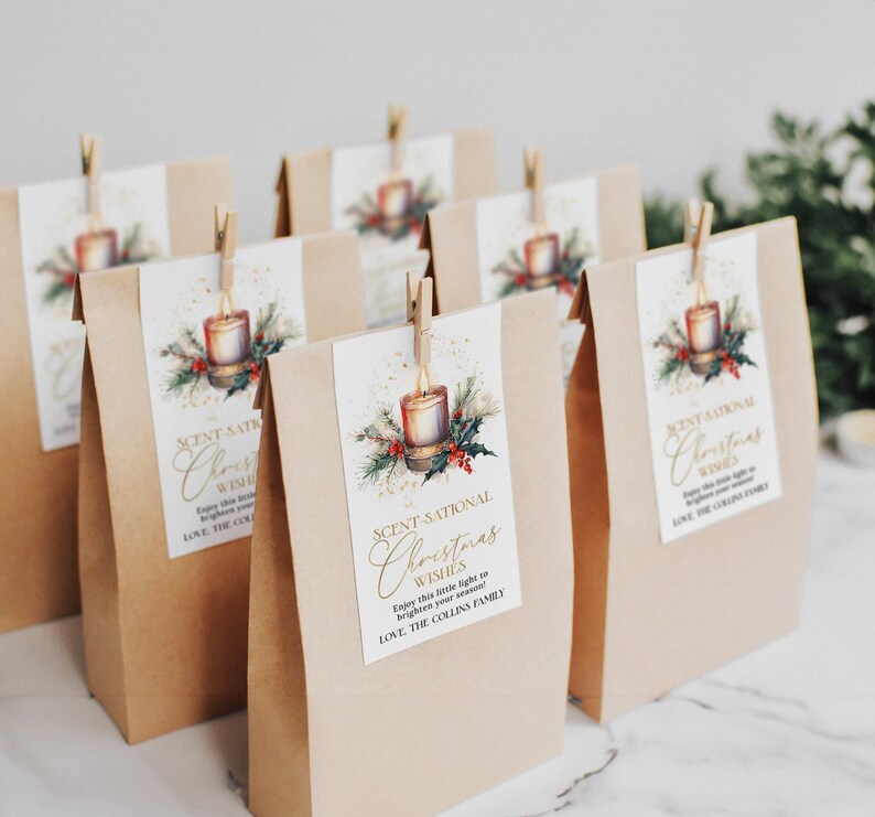 Candle Christmas Gift Tags EDITABLE, Holiday Gift Tag, Printable ...