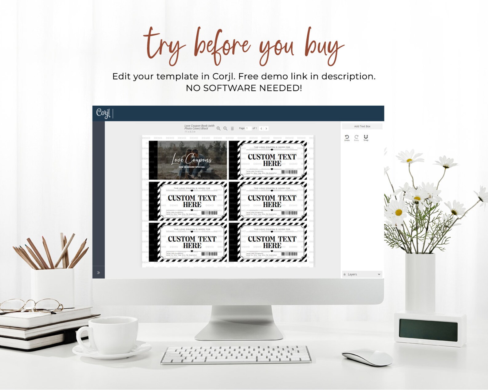 Love Coupon Book, EDITABLE Template, Printable Couple Coupon Book ...