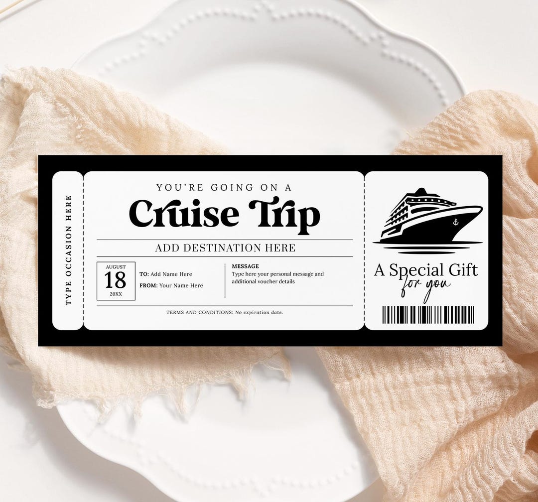 Cruise Boarding Pass EDITABLE, Surprise Cruise Ticket Template, Cruise ...