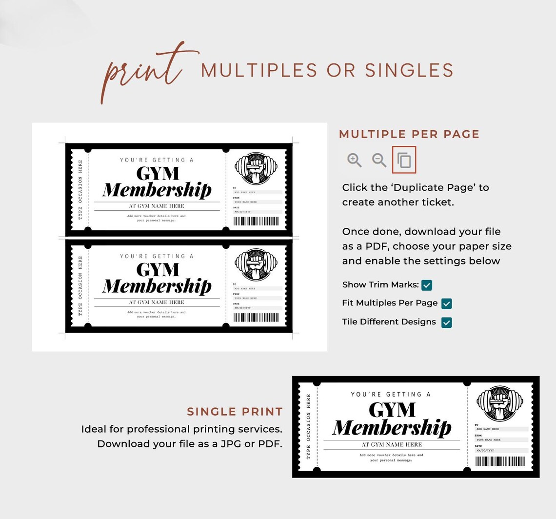 Gym Membership Gift Certificate EDITABLE, Personal Trainer Certificate ...