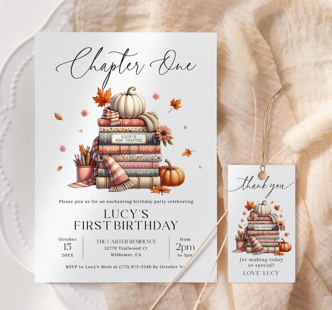 Fall Storybook Birthday Invitation EDITABLE, Autumn Book Themed ...