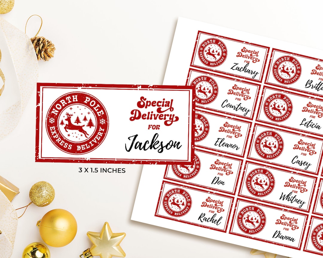 Santa Special Delivery Labels EDITABLE, Christmas Gift Label Printable ...