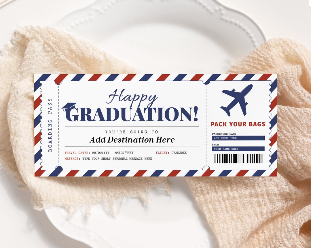 Graduation Boarding Pass EDITABLE, Surprise Graduation Gift Ticket ...