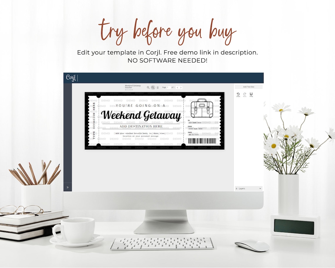 Weekend Getaway Gift Voucher EDITABLE Weekend Away Trip - Etsy