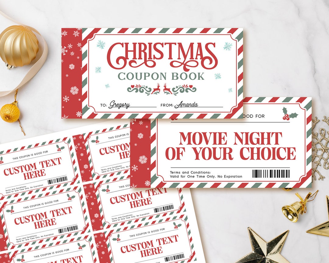 Christmas Coupon Book EDITABLE, Printable Coupon Book Template, Custom ...