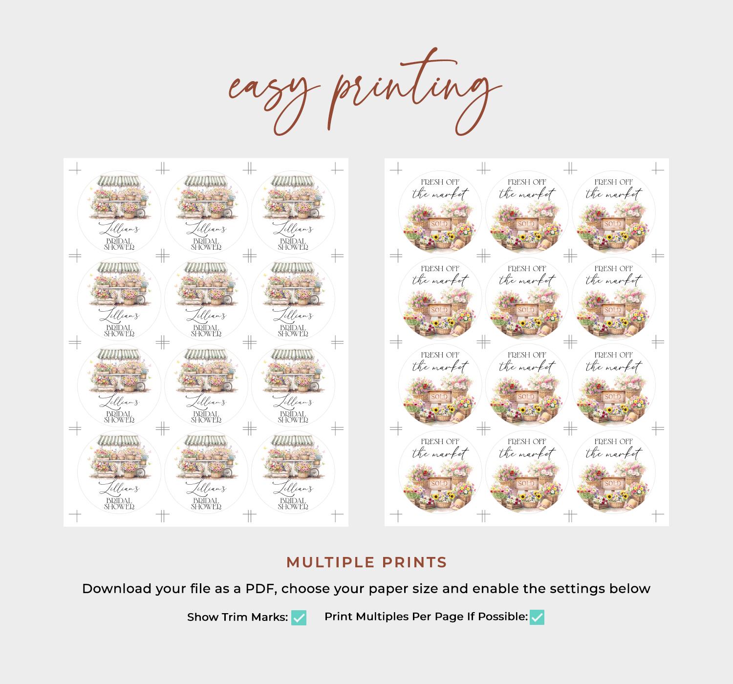 Fresh off the Market Bridal Shower Cupcake Toppers EDITABLE, Farmers ...
