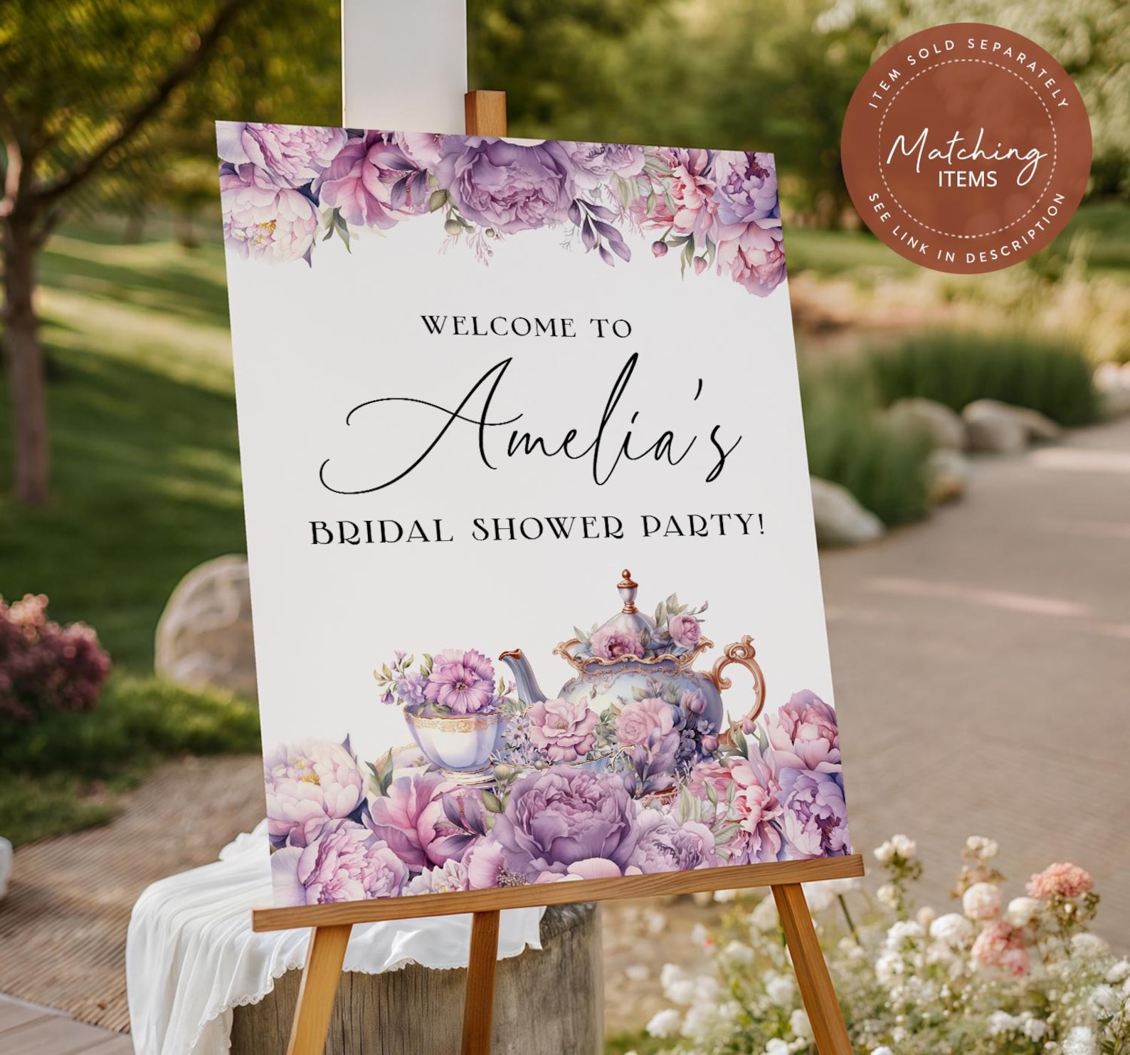 Purple Floral Tea Party Menu Template EDITABLE, High Tea Menu Cards ...