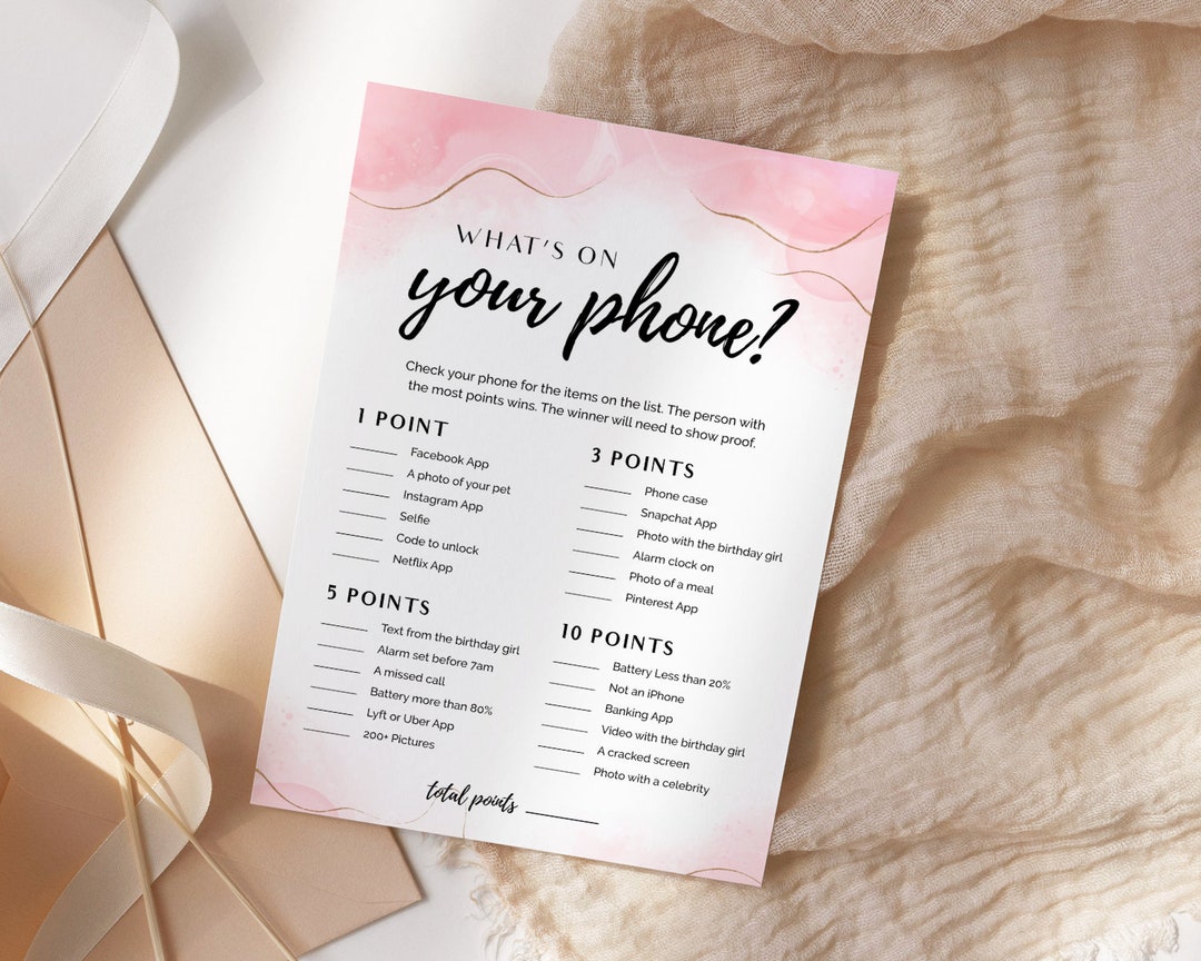 What's on Your Phone Game EDITABLE, Whats in Your Phone Game Card ...