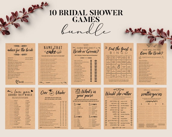 Bridal Shower Games Bundle Printable, Engagement Party Game, Wedding ...