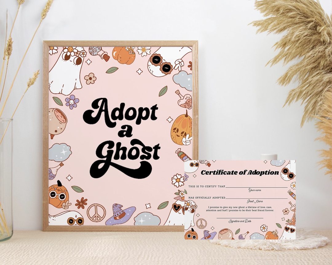 Adopt a Ghost Sign and Certificate, Printable Halloween Ghost Party ...