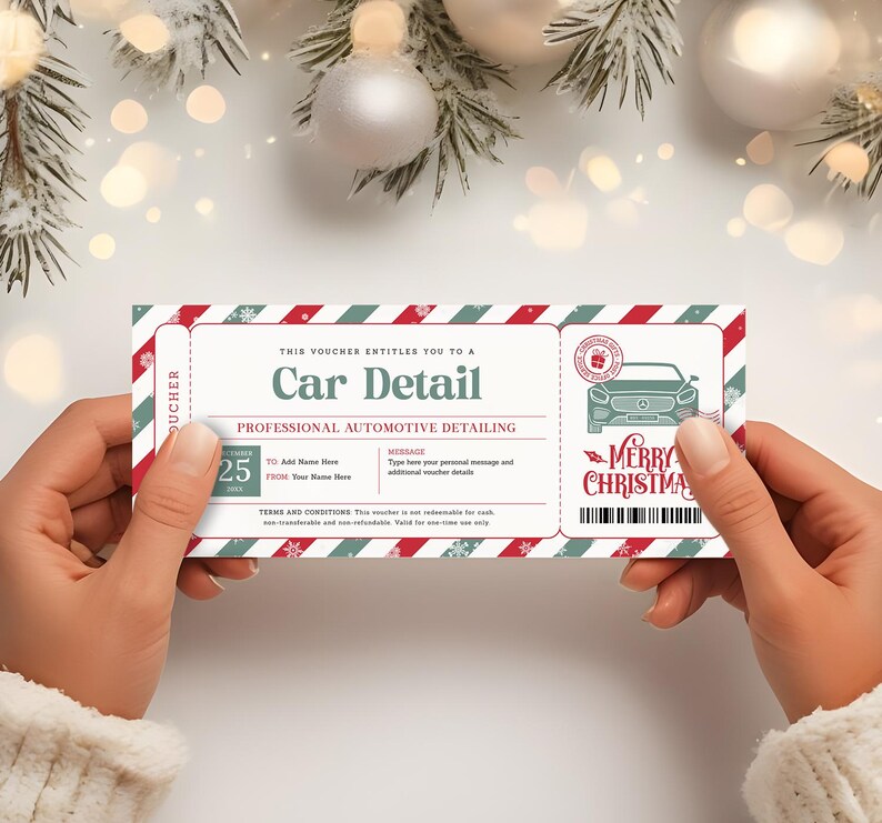 Car Detail Christmas Certificate EDITABLE, Auto Detailing Gift Card ...