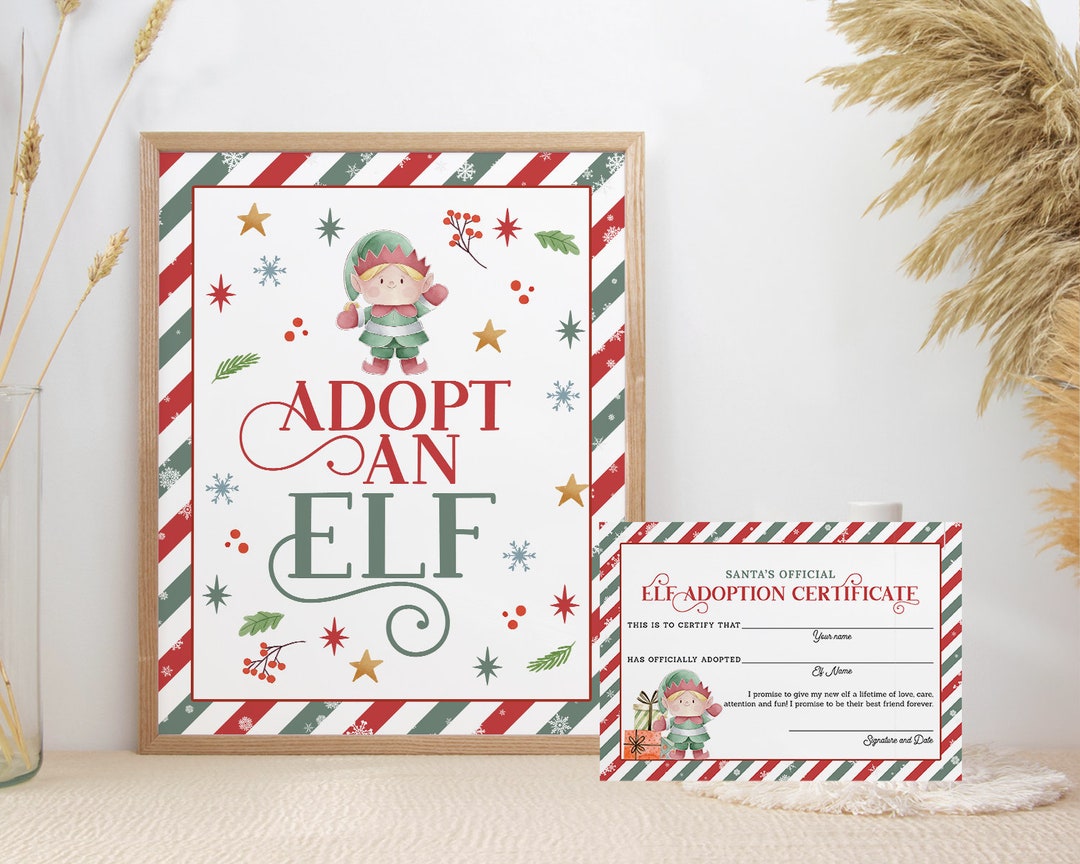 Adopt an Elf Sign and Certificate Official Christmas Elf - Etsy
