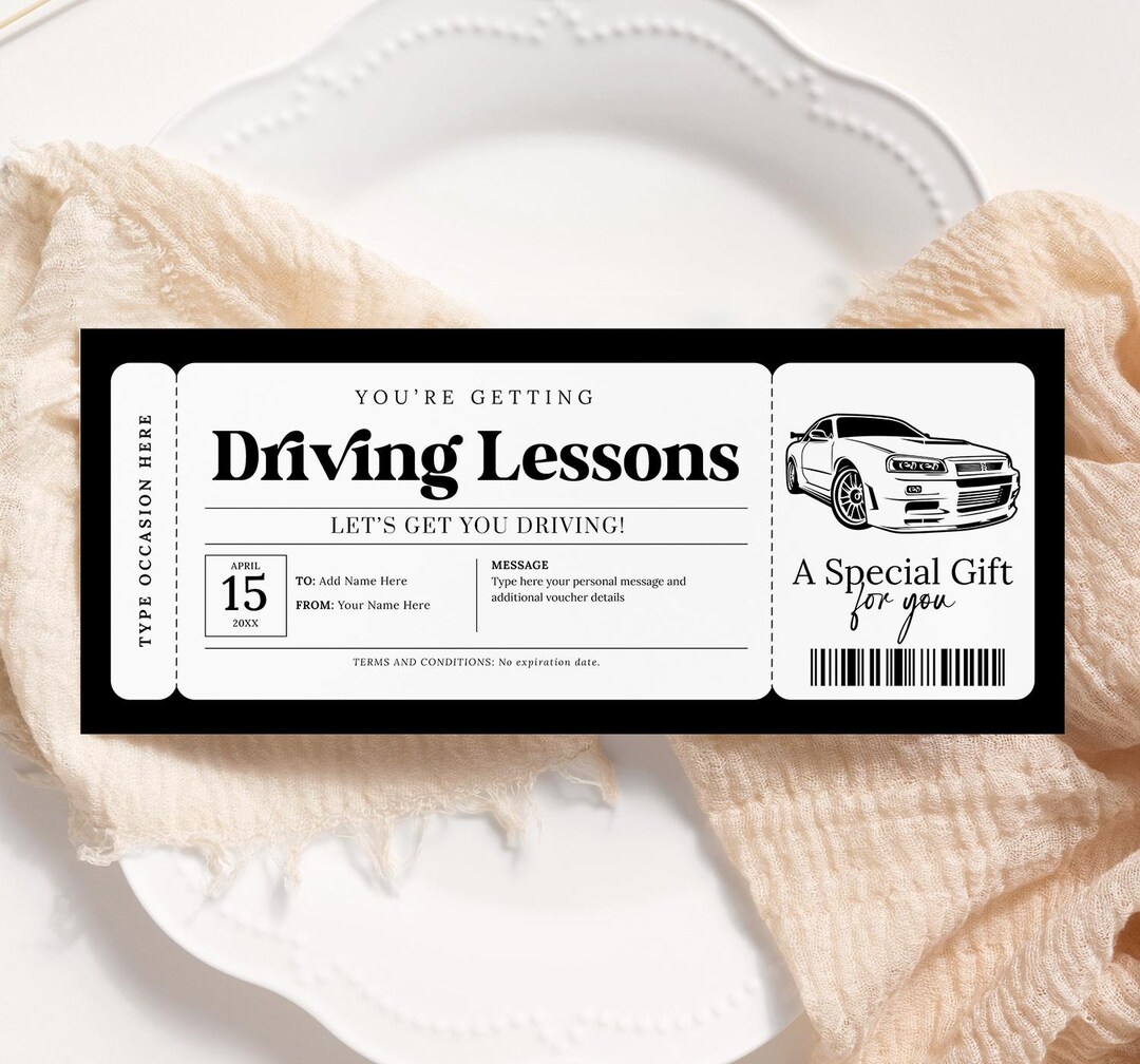 Driving Lessons Voucher EDITABLE, Driving School Certificate Printable ...