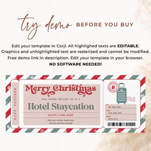 Hotel Reservation Christmas Voucher EDITABLE, Staycation Gift ...