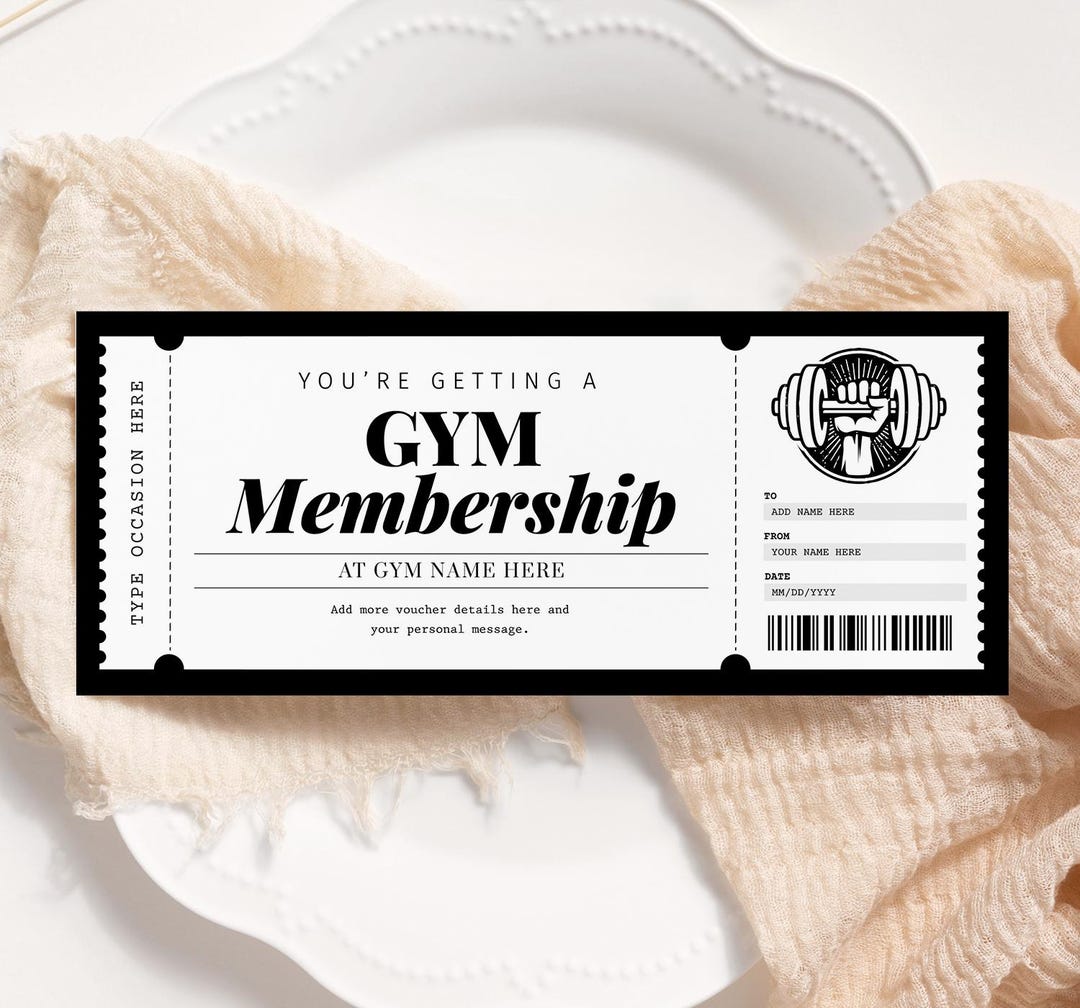 Gym Membership Gift Certificate EDITABLE, Private Trainer Voucher ...
