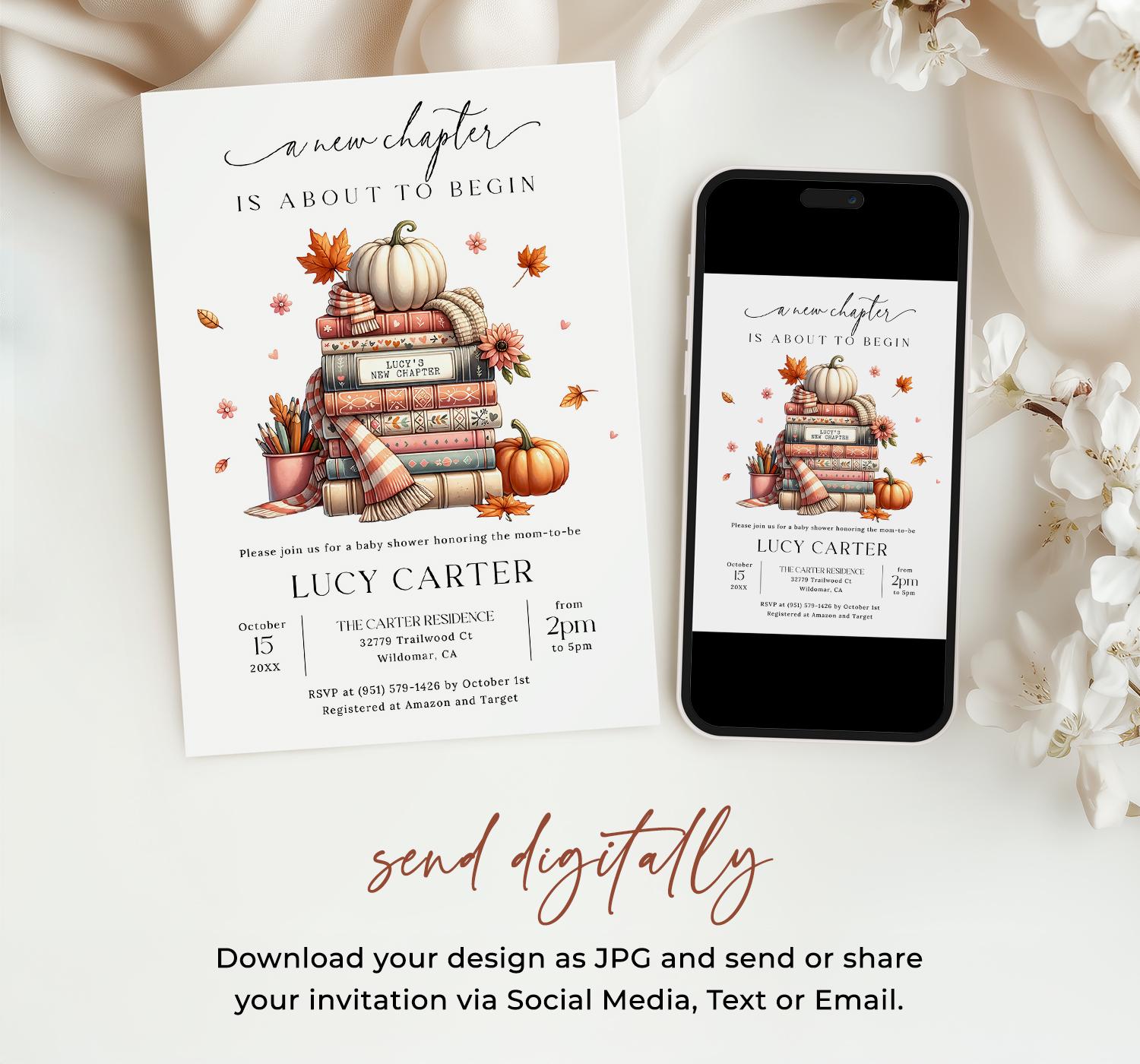 Fall Storybook Baby Shower Invitation EDITABLE, Autumn Book Themed ...